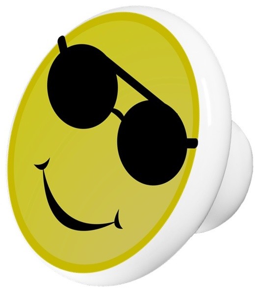 Yellow Smiley Face With Sunglasses Ceramic Cabinet Drawer Knob ...