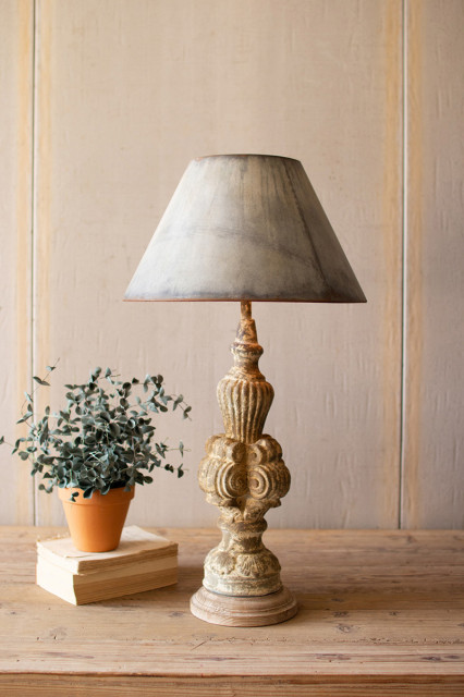 Kalalou Ccg1593 Table Lamp With Sculpted Base And Galvanized Shade ...