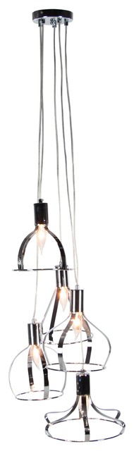Industrial Iron Bell-Shaped 5-Light Pendant Lamp With Bulb ...