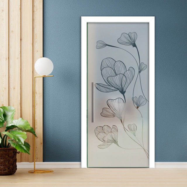 Frameless Pocket Glass Sliding Door with Frosted Design, 32"x80" Inches ...
