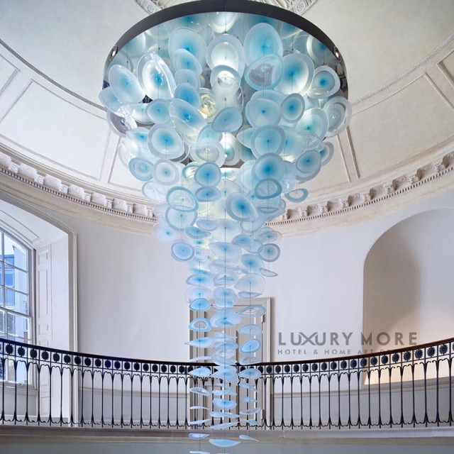 Large Blown Glass Plate Chandelier Lighting Fixture - Contemporary ...