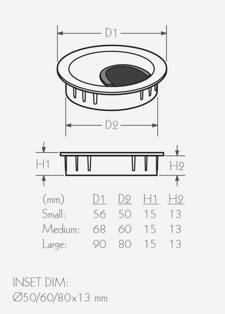 2-Piece Satin Nickel Large Circular Cable Grommet - Contemporary ...