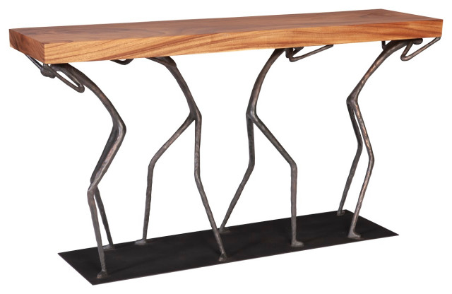 Atlas Console Table, Chamcha Wood, Metal - Industrial - Console Tables ...