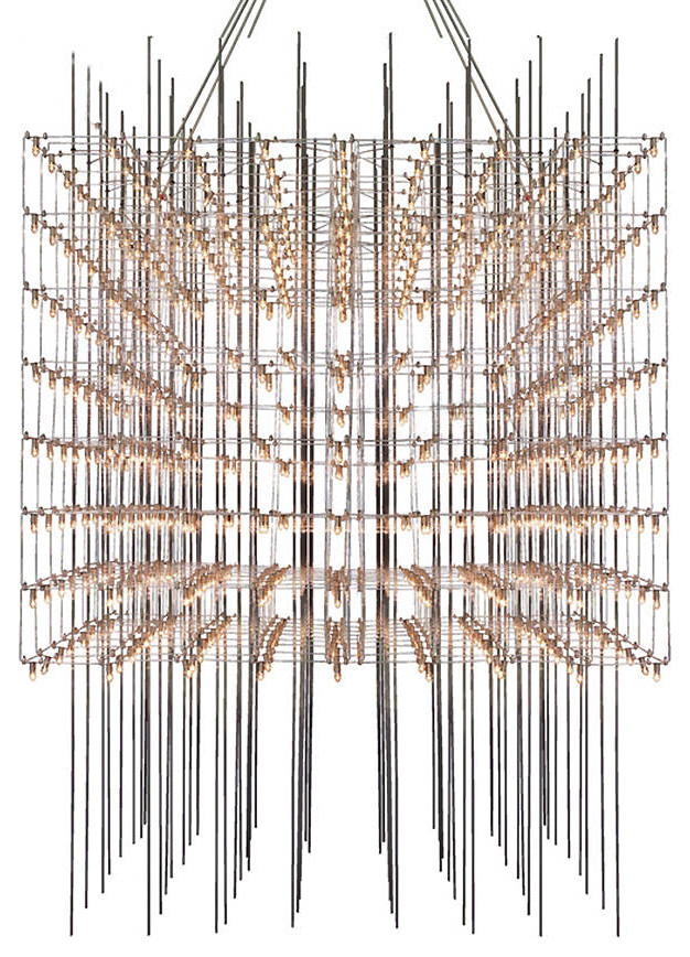 Modern Matrix Star Cube Rectangle Steel Net Glowworm LED Pendant ...