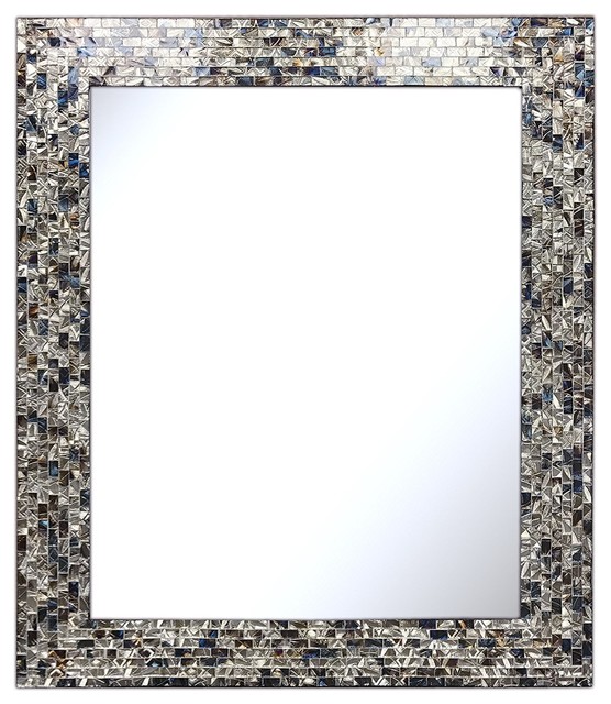 Rectangular Wall Mirror with Multi-Colored and Silver Luxe Glass Mosaic ...