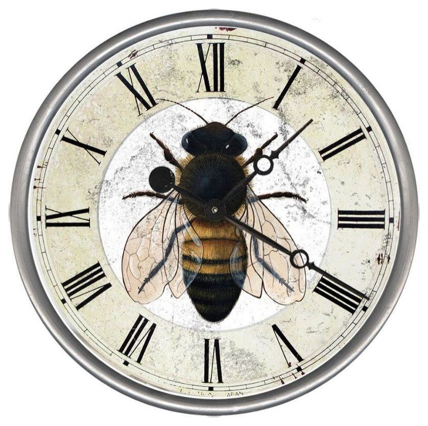 15" Vintage Rustic Bumbel Bee Wall Clock - Farmhouse - Wall Clocks - by ...
