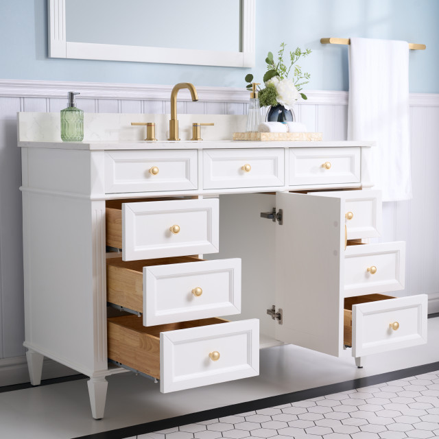 Elisa Freestanding Bath Vanity, Quartz Top, 48" - Transitional ...