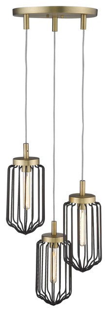Reece 3-Light Aged Brass Chandelier - Industrial - Chandeliers - by ...