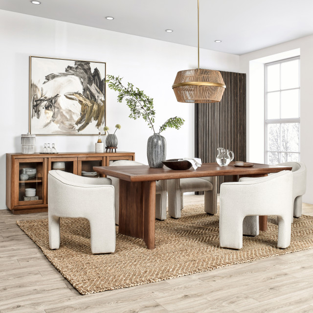 Selena 84" Mango Wood Dining Table, Umber - Transitional - Dining ...
