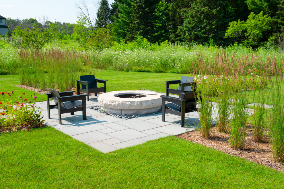Modern Farmhouse Fire Pit Patio - Mequon, WI - Farmhouse - Patio ...
