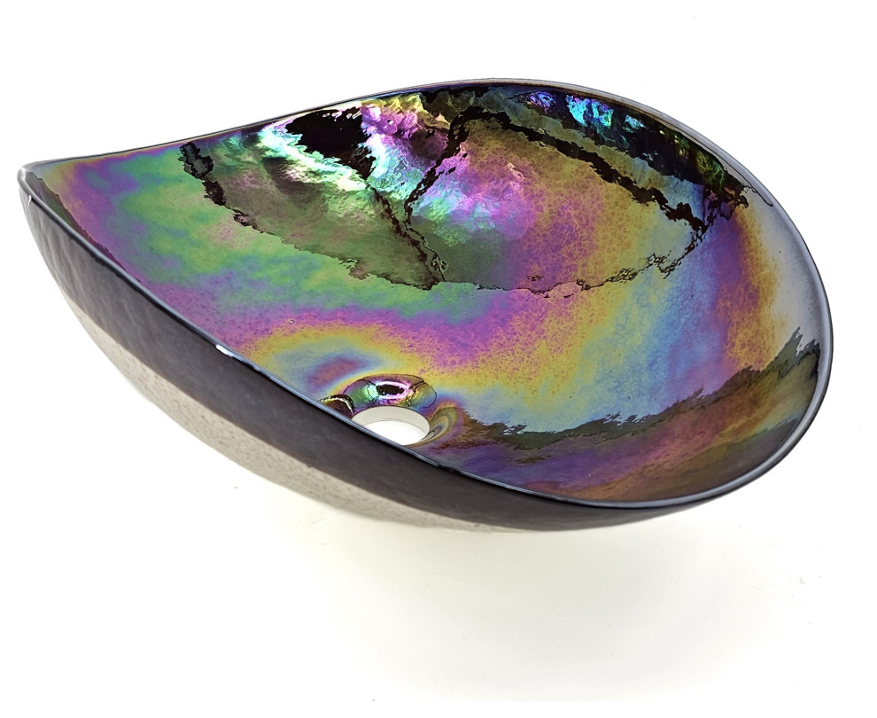 19" Murano Vessel Seashell Pattern Bathroom Sink Brown - Contemporary ...