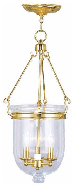 Traditional Three Light Chandelier-Polished Brass Finish - Chandelier ...