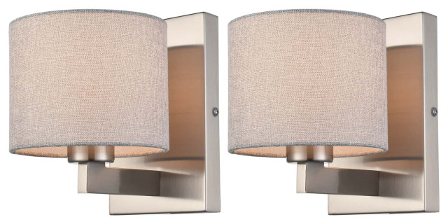 Wall Sconces Set of 2 Fabric Shade Wall Lamps - Transitional - Wall ...