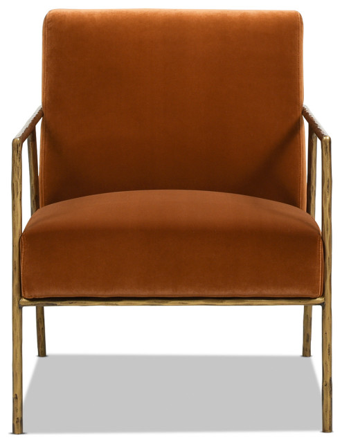 Aerin 24.5" Hammered Brass Accent Arm Chair, Burnt Orange ...