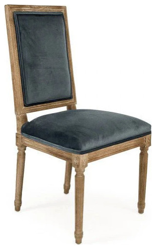 Domani Velvet Louis Side Chair, Teal - French Country - Dining Chairs ...