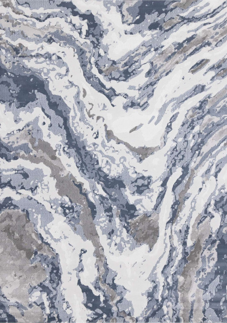 Isabelle Collection Blue White Beige Rushing Water Rug - Contemporary ...