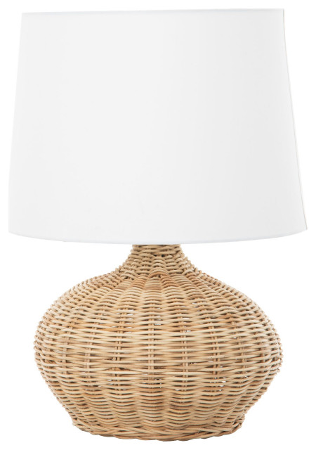Modern Wicker Table Lamp With White Shade - Tropical - Table Lamps - by ...