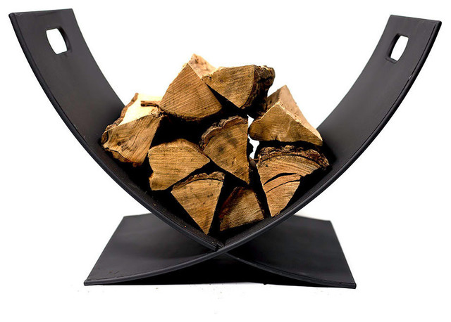 Sunnydaze Black Steel Log Holder Caddy Rack Firewood Storage , 30 ...