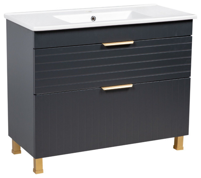 Modern Free Standing Bathroom Vanity | Trevi Antracite Matte 26", 40 ...