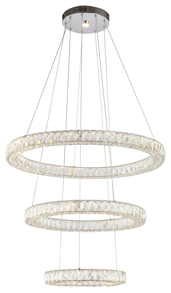 Triple Sided Clear Crystal Three Ring LED Chandelier - Contemporary ...