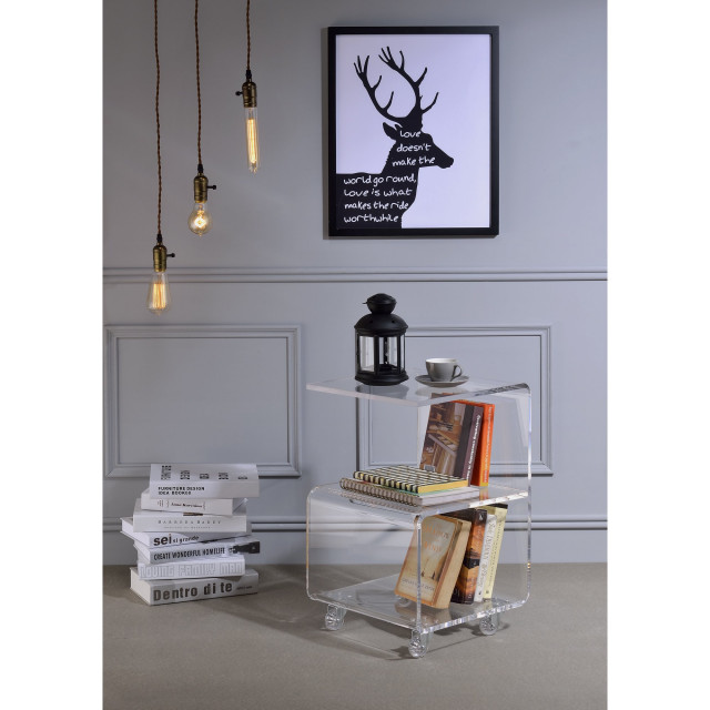 Modern Side Table, G-Shaped Design Constructed With Acrylic & Casters ...