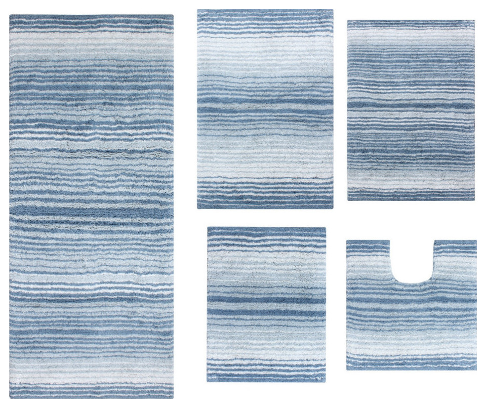 Gradiation 5 Piece Bath Rug 17"x24", 21"x34", 21"x54", 20"x20", 24"x40 ...