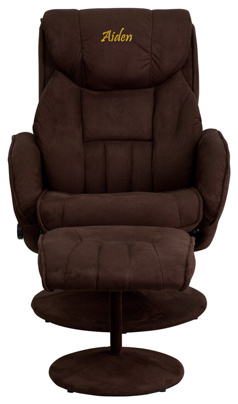 Multi-Position Recliner,Ottoman,Circular Wrapped Base,Brown Microfiber ...
