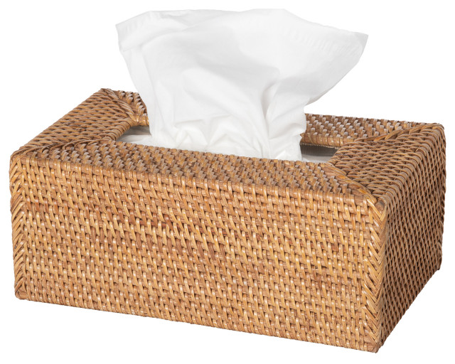 Loma Rectangular Rattan Tissue Box Cover - Tropical - Tissue Box Holders - by KOUBOO | Houzz