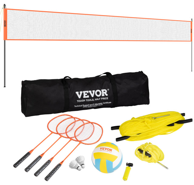 VEVOR Outdoor Volleyball and Badminton Combo Net Set Portable Height ...