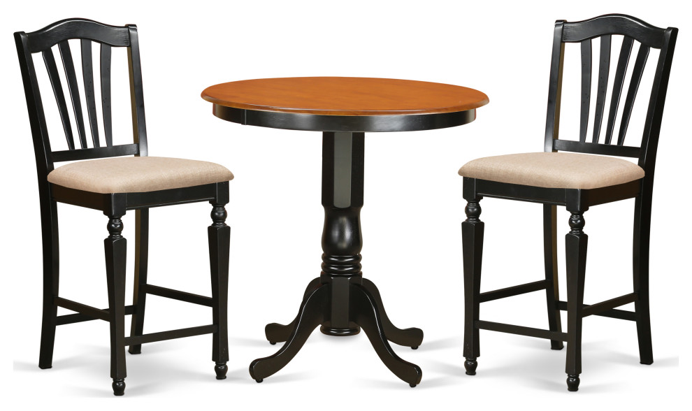 3 Pc Counter Height Table, Chair Set, High Table, 2 Counter Height ...