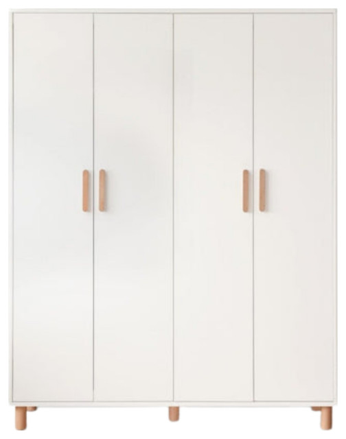 Solid Wood small Wardrobe, White Four-Door Wardrobe With Legs 61.4x19 ...