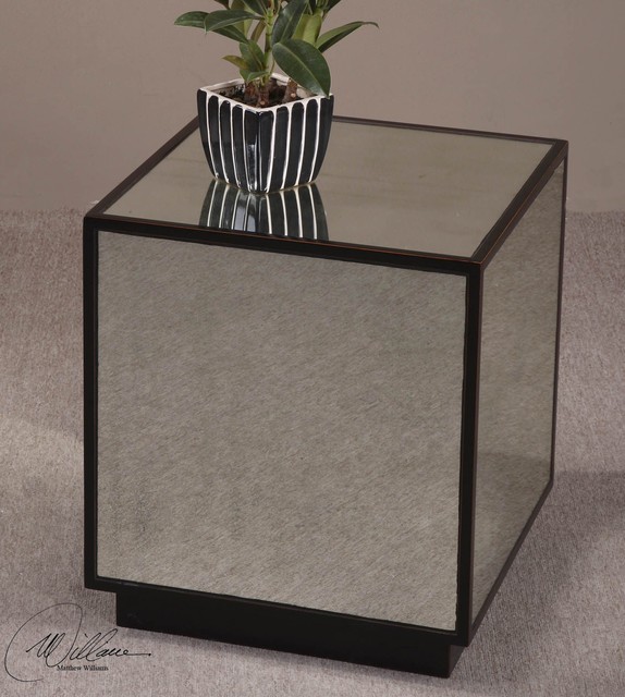 Uttermost Matty Mirrored Cube Table - Transitional - Side Tables And ...