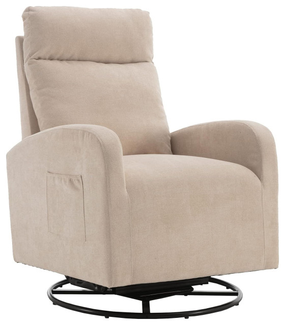 Modern Rocking Chair, Swiveling Design With Padded Seat & High Back ...