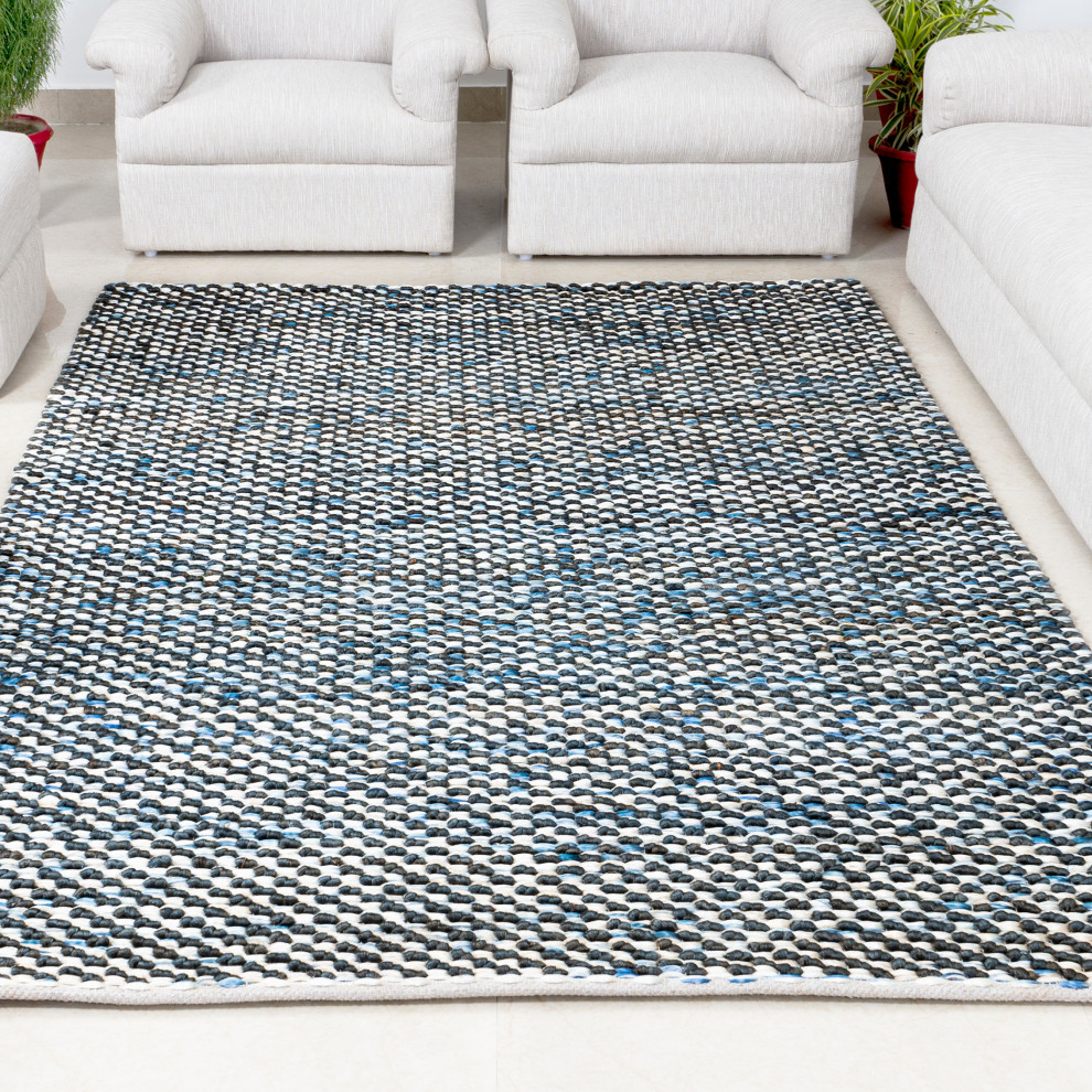 Hand-knotted Blue & Ivory Ombre Jute Rug by Tufty Home, 5x8 - Beach ...