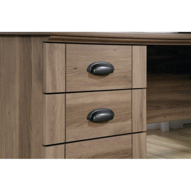 Sauder Harbor View Engineered Wood L-Shaped Computer Desk in Salt Oak ...