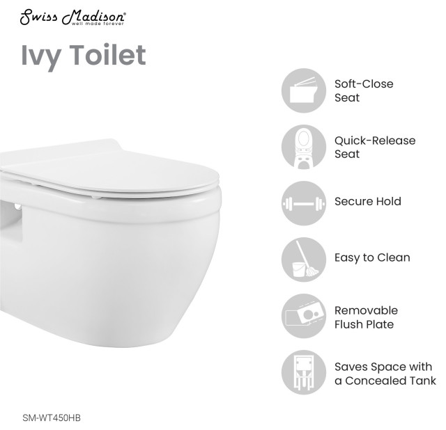 Swiss Madison SM-WT450 Ivy Wall Mounted Elongated Toilet Bowl ...