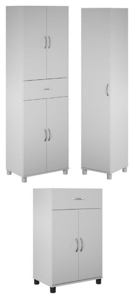 Home Square 3-Piece Set with 16" Cabinet Storage Cabinet & Base Storage ...