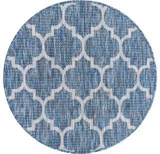 Rug Unique Loom Outdoor Trellis Navy Blue Round 3'3x3'3 - Mediterranean ...