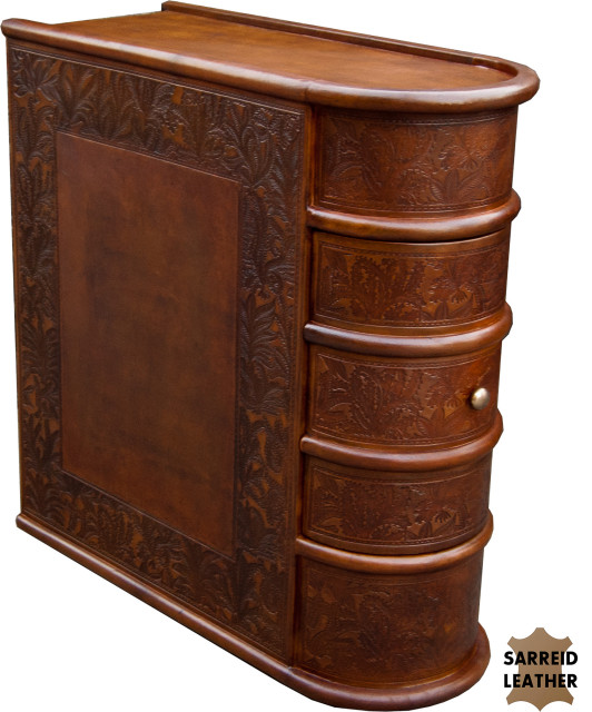 Barnes Leather Book Side Table - Traditional - Side Tables And End ...