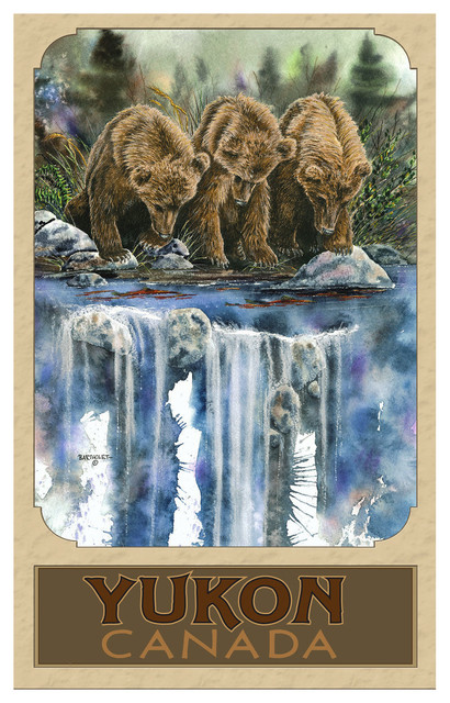 by Artist Dave Bartholet Yukon Canada Grizzly Bears Art Print, 24"x36 ...