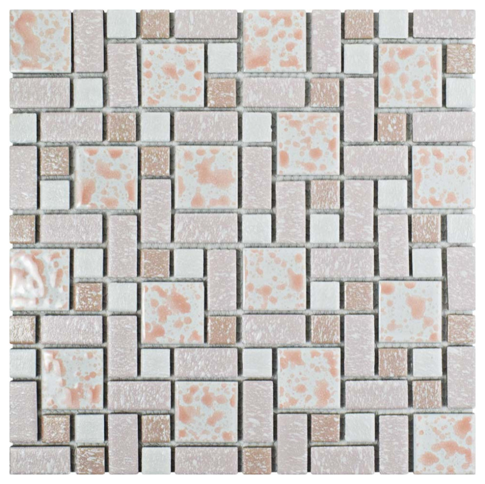 University Porcelain Mosaic Floor and Wall Tile, Pink, Sample ...