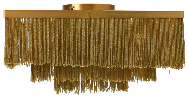 13.75" Square Flush Mount Fringe Light Fixture - Contemporary - Flush ...