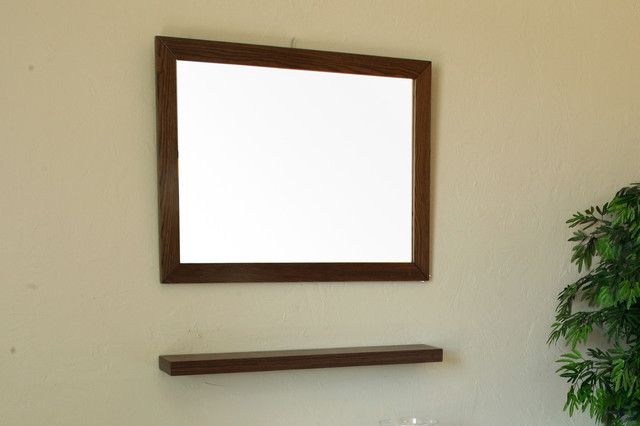 Rectangular Solid Wood Dark Walnut Frame Mirror - Contemporary ...