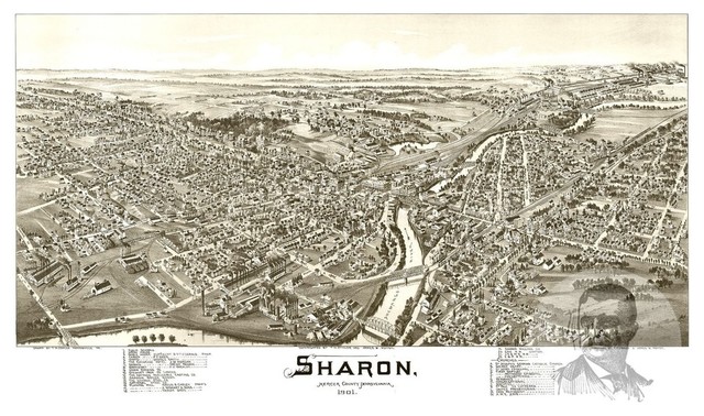 Old Map of Sharon Pennsylvania 1901, Vintage Map Art Print, 12"x18 ...