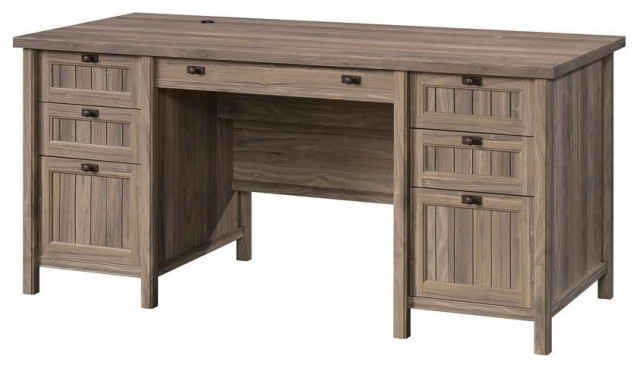 Washed Walnut Executive Office Desk, Large Computer Desk with Ample ...