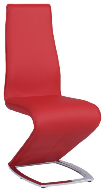 Chintaly Imports Modern Chrome Z-Shaped Set Of 2 Side Chair TARA-SC-RED ...