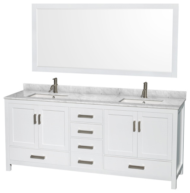 Wyndham WCS141480D.UNSM70 80 Inch Dual Bath Vanity with Square Sinks ...