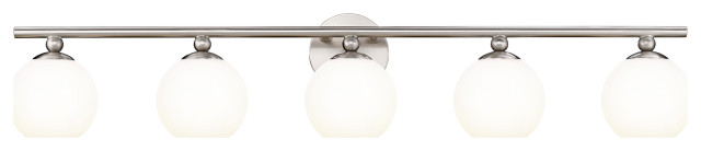 Brushed Nickel Five Light Vanity from the Neoma Collection ...