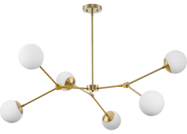 Haas Six Light Chandelier in Brushed Bronze - Midcentury - Kitchen ...