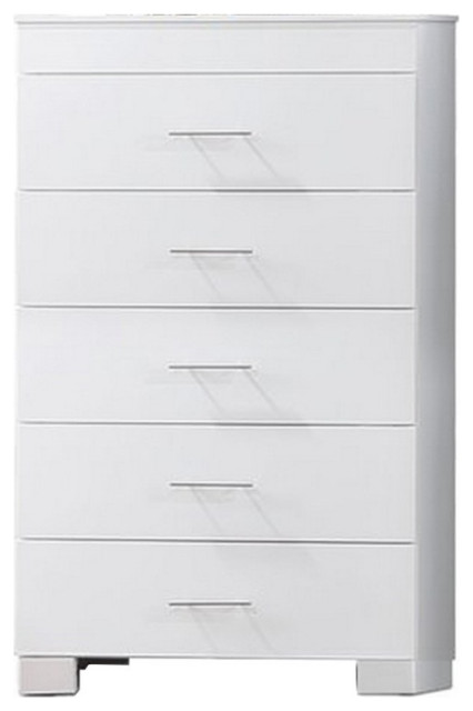 Vin 48 Inch Modern Wood Tall Dresser Chest 5 Gliding Drawers Crisp ...